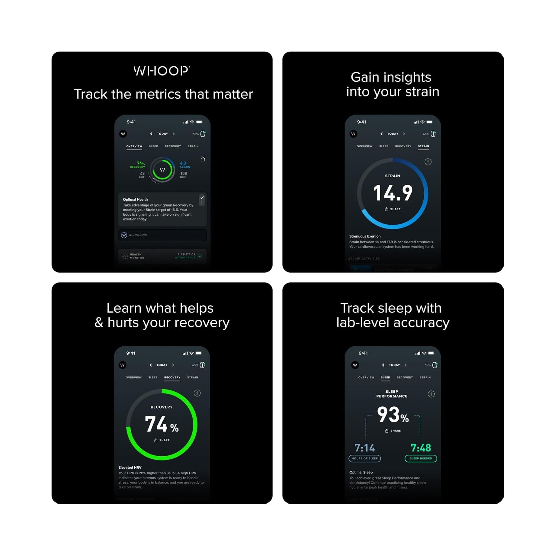 WHOOP 4.0 Health Fitness & Activity Tracker (Black, Bluetooth, Special ...